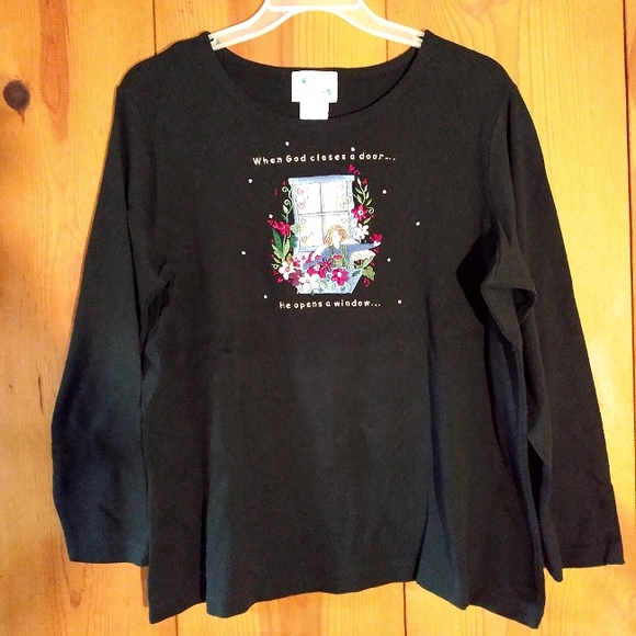 Quacker Factory | Tops | Quacker Factory Embroidered Cotton Jersey Top ...